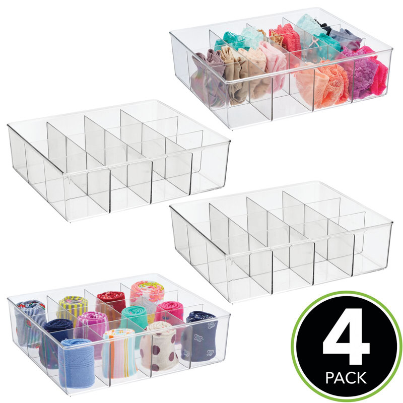 mDesign Plastic Divided Closet, Drawer Storage Bin, 12 Sections - Clear ... mDesign Plastic Divided Closet, Drawer Storage Bin, 12 Sections - Clear ...